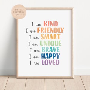 Kids Positive Affirmation Wall Art Daily Affirmations Poster - Etsy UK