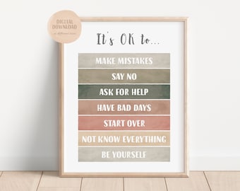 Feelings Poster, It's Ok to Make Mistakes Poster, Montessori Wall Art ...