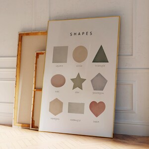 Earth Tones Shapes Educational Poster, Nursery Wall Art, Montessori ...