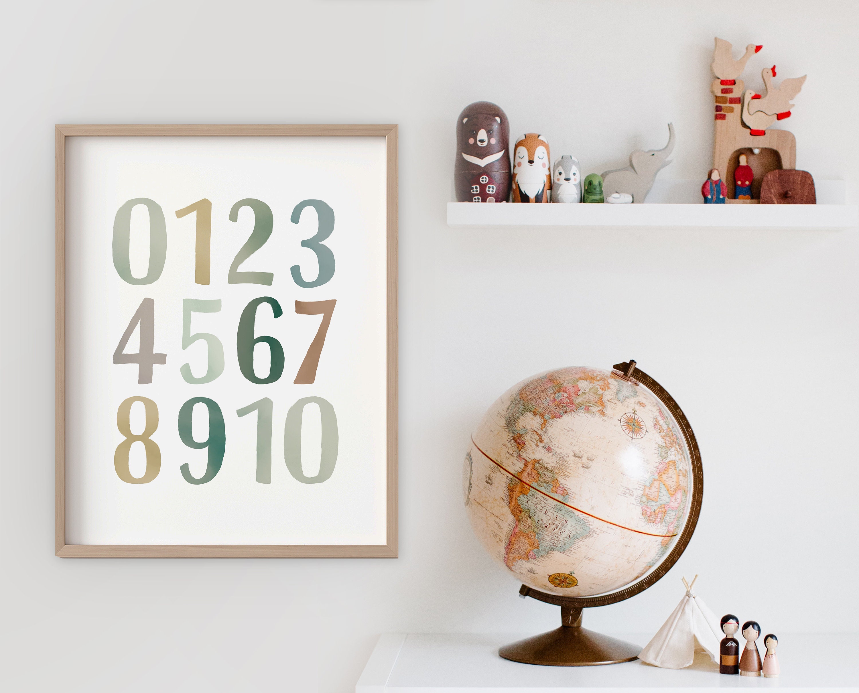 Earth Tones Numbers Poster, Educational Poster, Montessori Materials ...