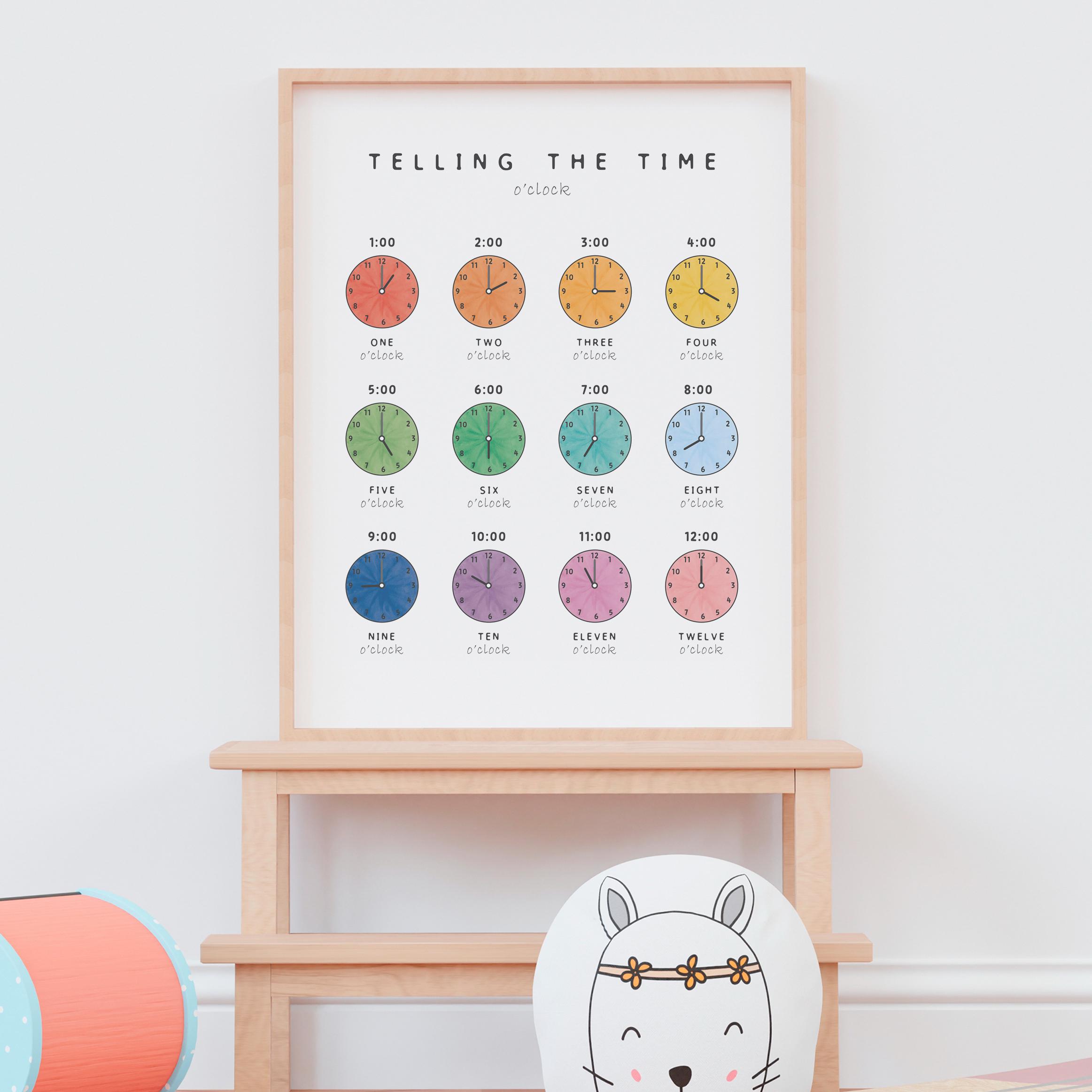 Telling Time Poster: Rainbow Classroom Decor (digital Download) - Etsy