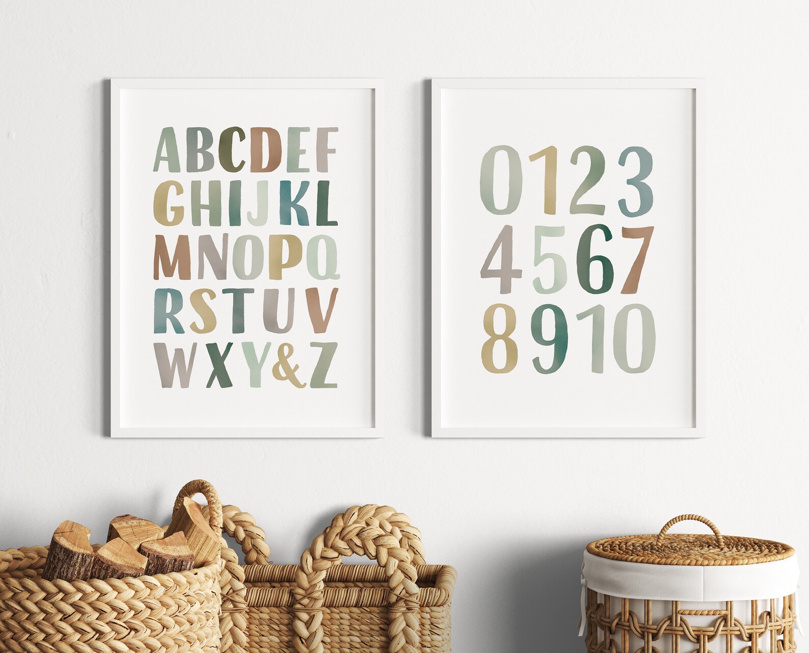 Earth Tones Alphabet and Numbers, Neutral Nursery Wall Decor, Earth ...