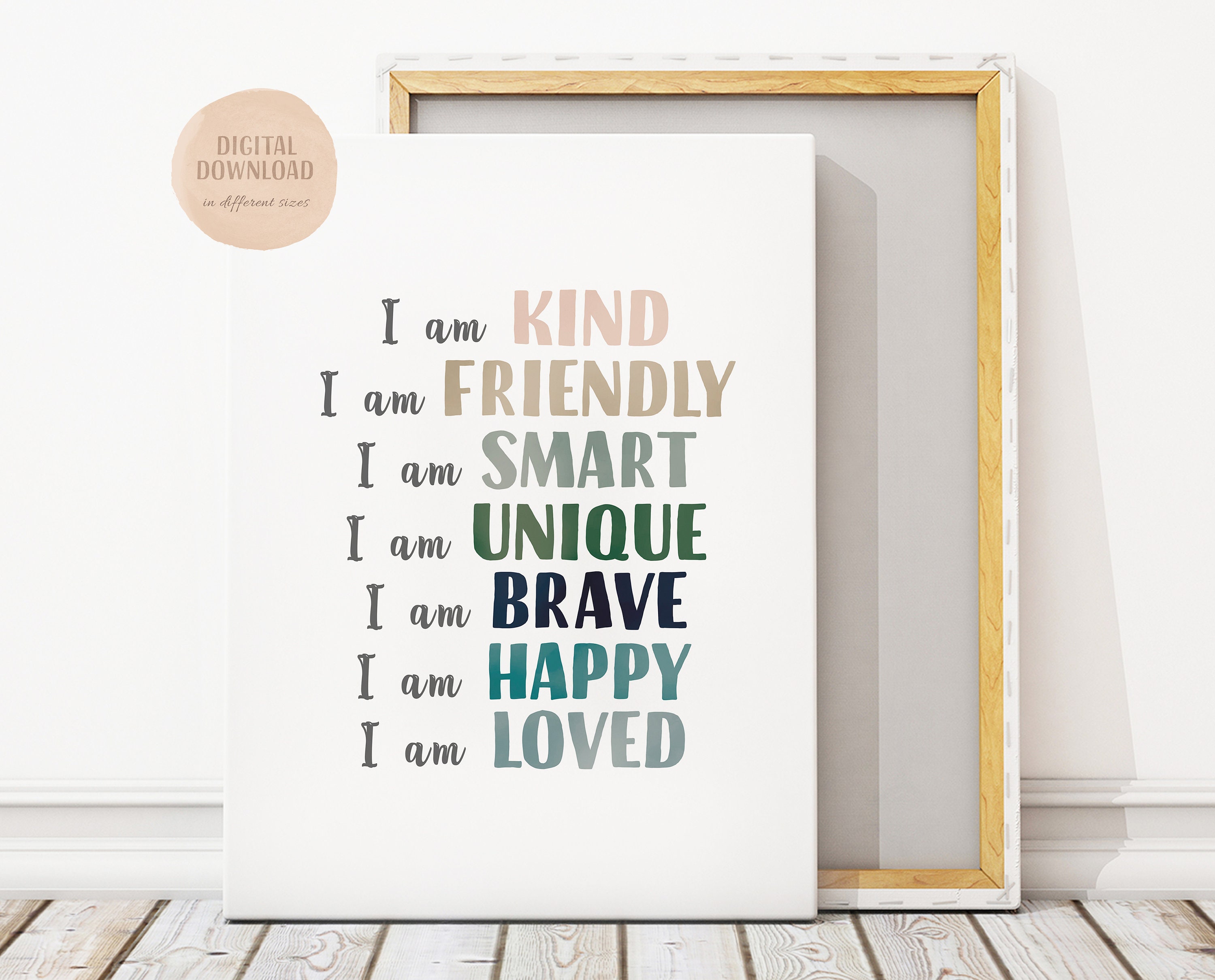Kids Positive Affirmation Wall Art, Daily Affirmations Poster, Positive ...