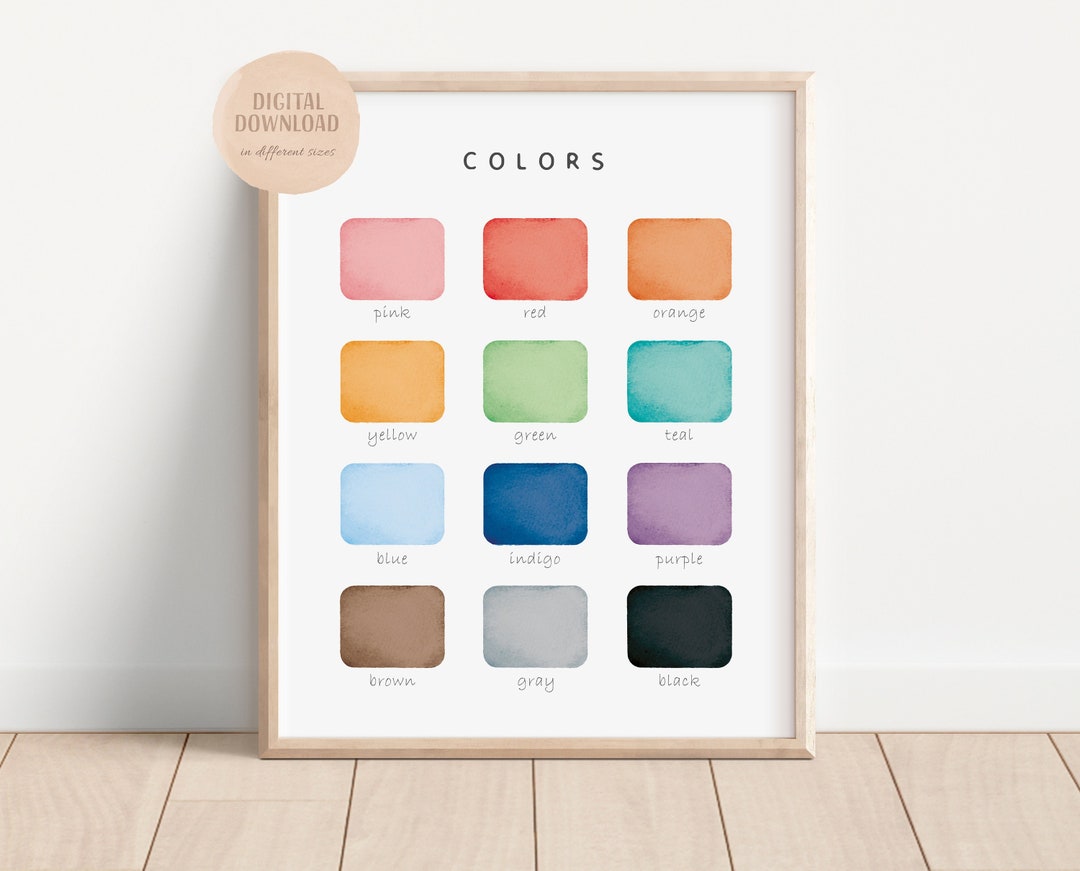 Colors Educational Poster, Montessori Poster, Learn Colors, Classroom ...
