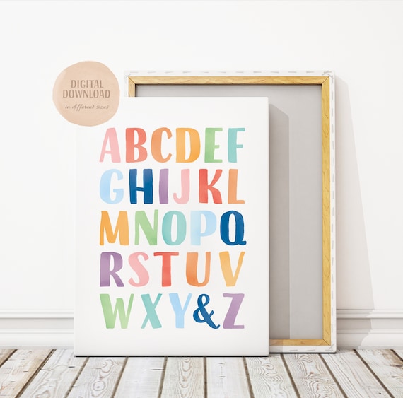 Rainbow Alphabet Poster ABC Print Nursery Alphabet Printable - Etsy