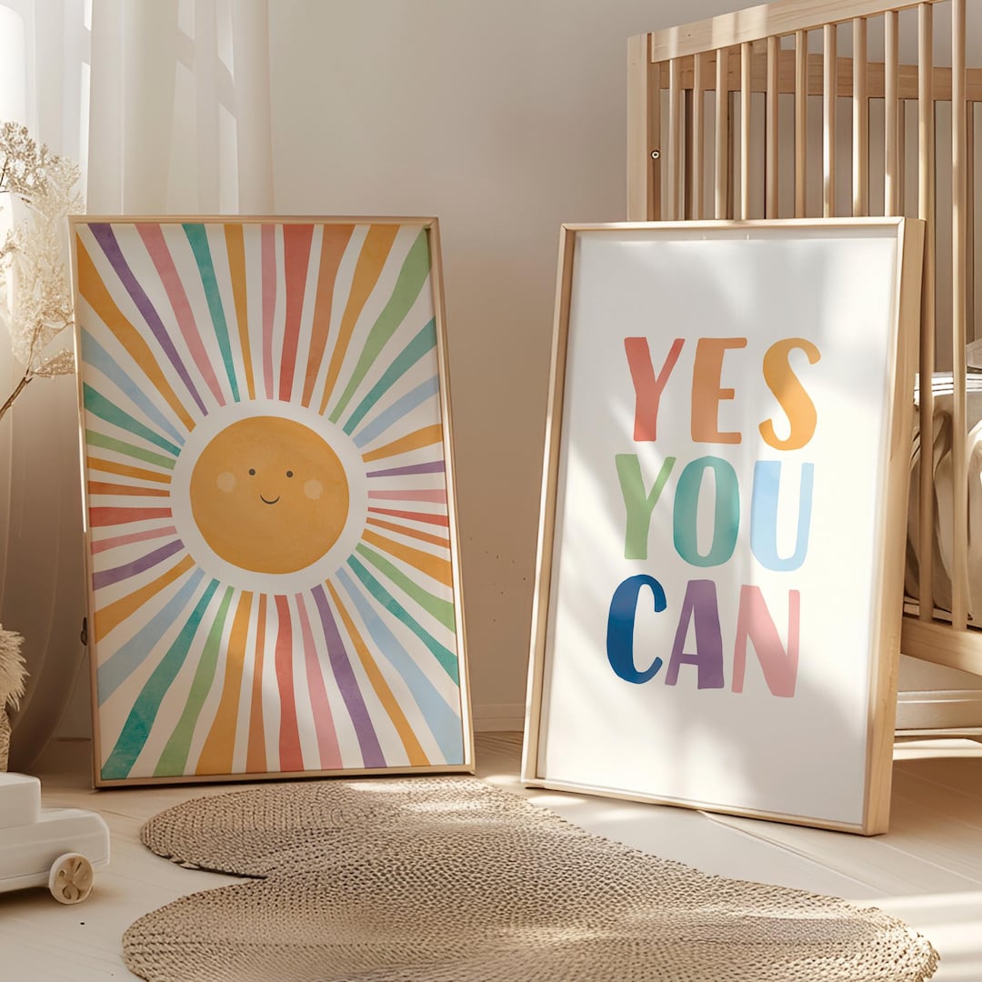 Watercolor Sun & Affirmation Posters: Playroom Wall Art (digital ...