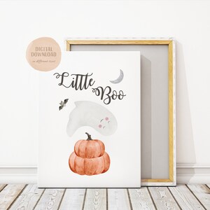 Set of 3 Halloween Posters, Little Boo Print, Pumpkin Print, Fall Wall ...