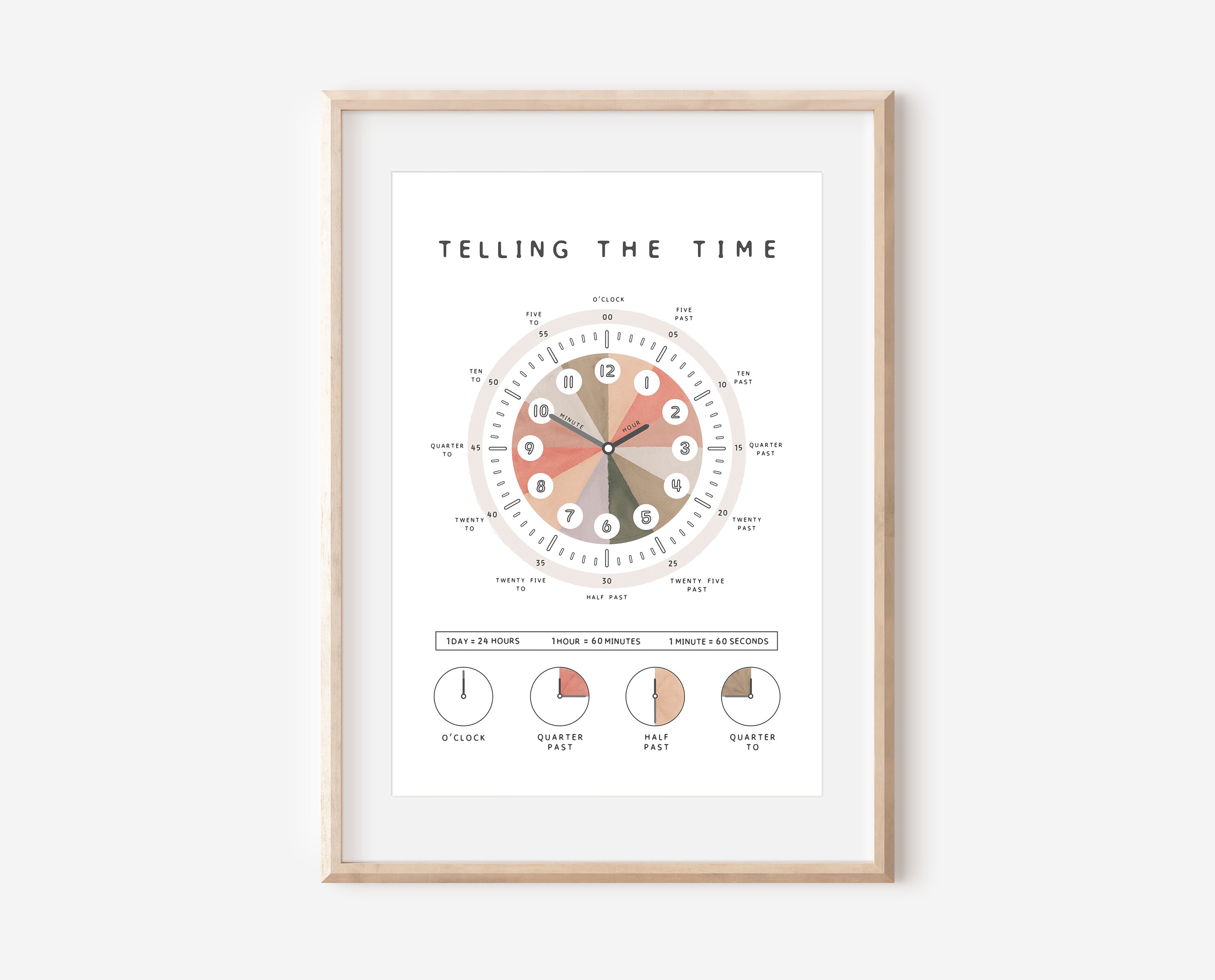 Telling the Time Poster Time Printables Neutral Playroom - Etsy