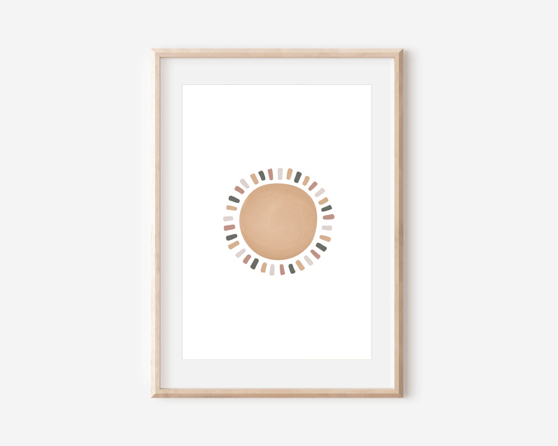 Boho Sun Poster, Boho Sunshine Nursery Print, Girls Room Decor, Neutral ...