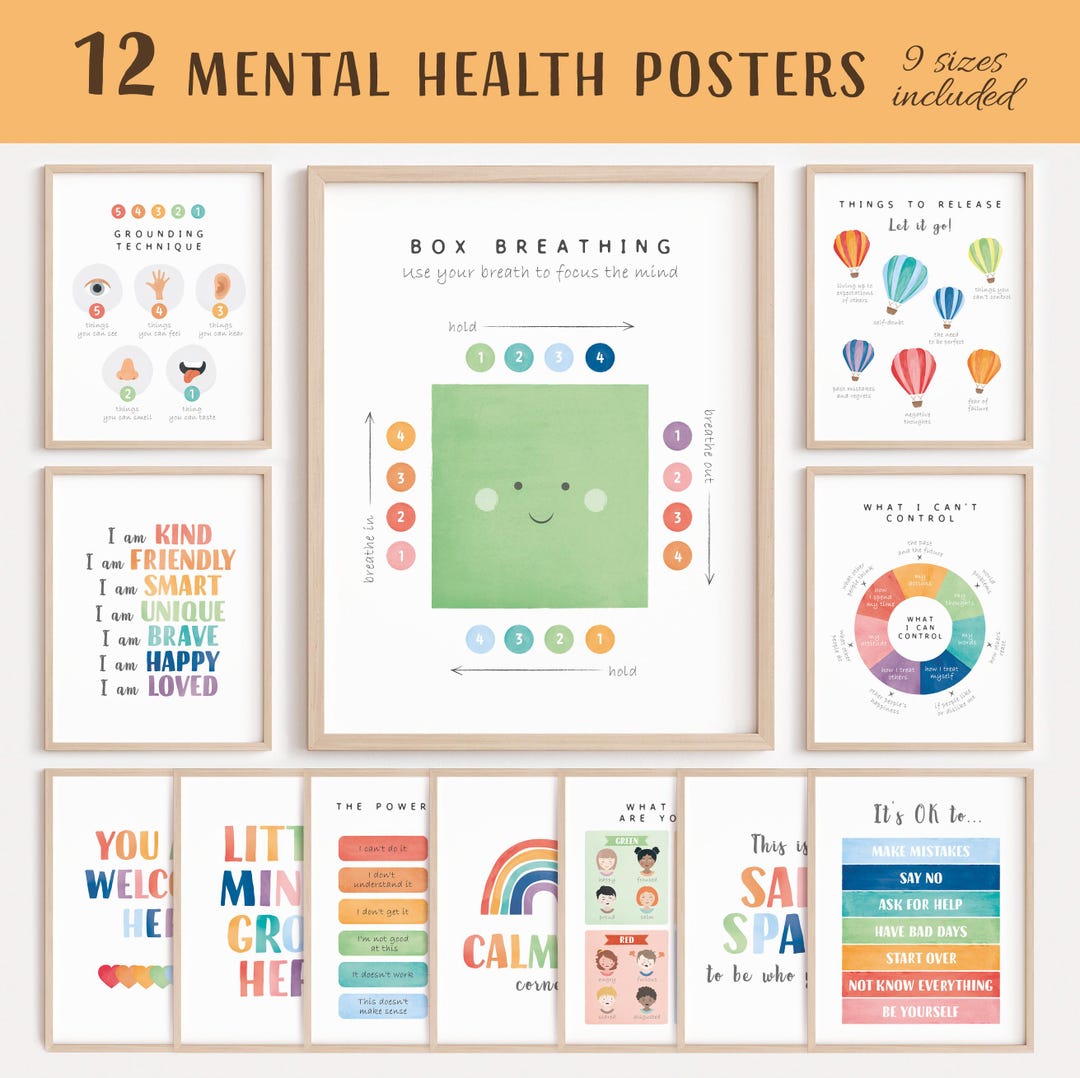 Mental Health Bundle, Therapy Office Decor, School Counselor, Calming ...