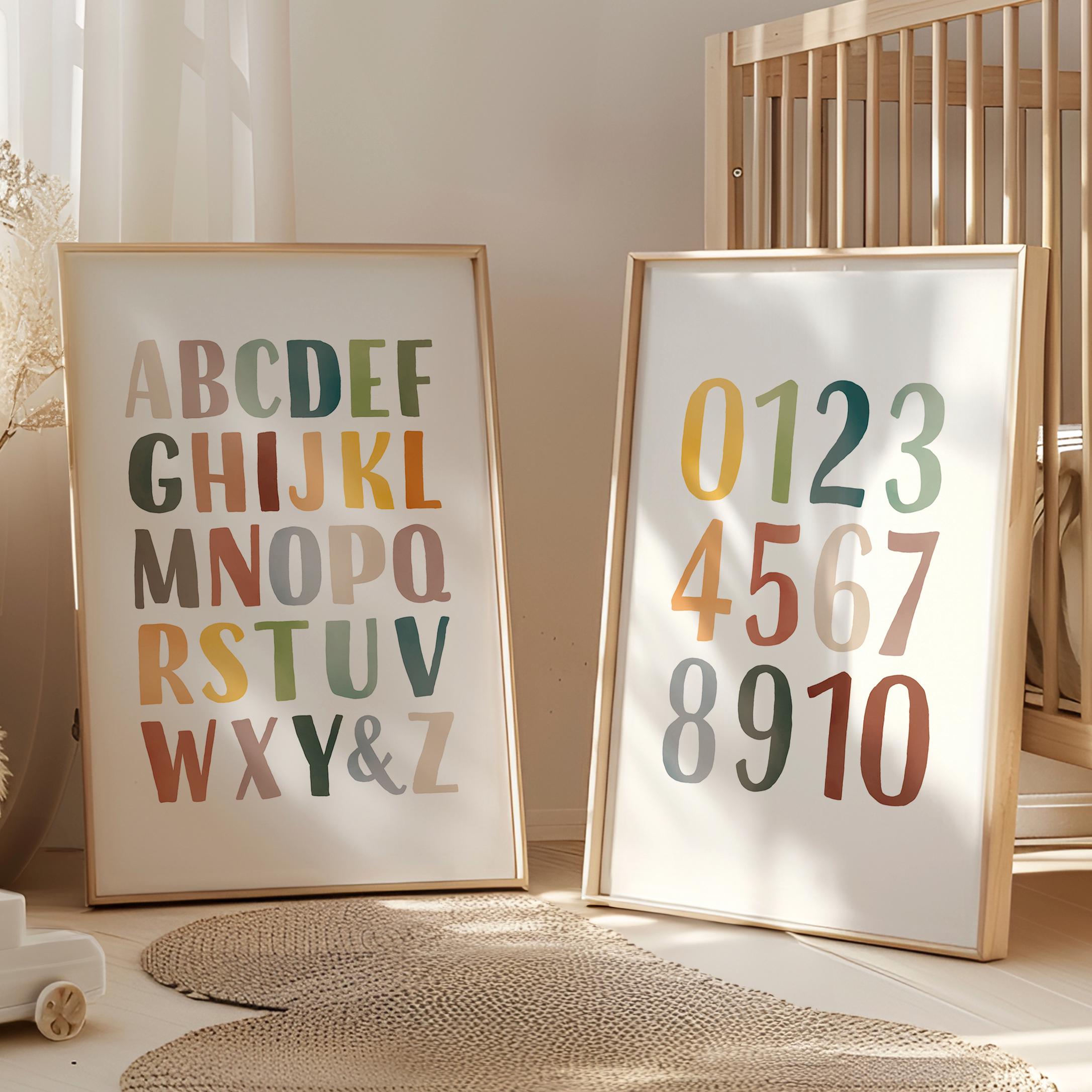 Rainbow Alphabet and Numbers, Homeschool Posters, Watercolor ABC Poster ...