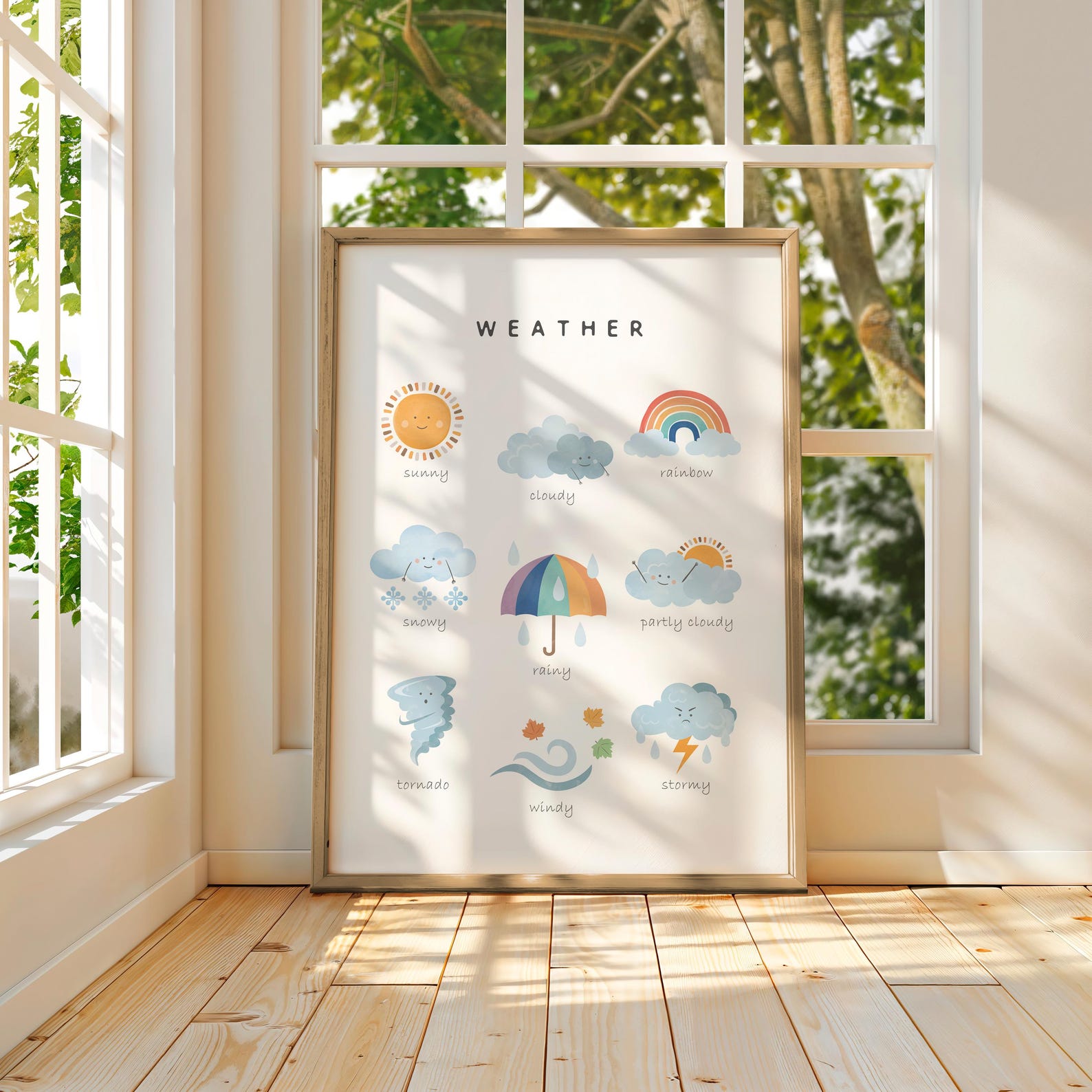 Set of 8 Rainbow Educational Posters for Kids, Digital Learning Bundle ...