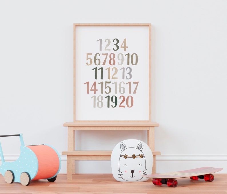 Neutral Numbers Poster, Educational Poster, Homeschool Decor, Numbers 1 ...