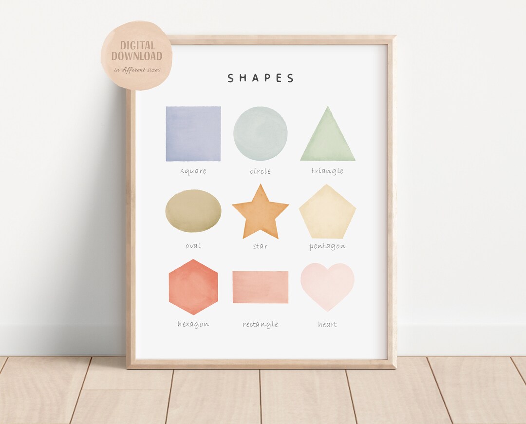 Shapes Educational Print, Nursery Wall Art, Montessori Nursery Poster ...