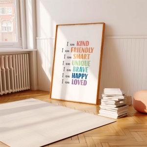 Kids Positive Affirmation Wall Art, Daily Affirmations Poster, Positive ...