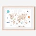 Animal World Map, Nursery Map, Safari Animals, Educational Poster ...