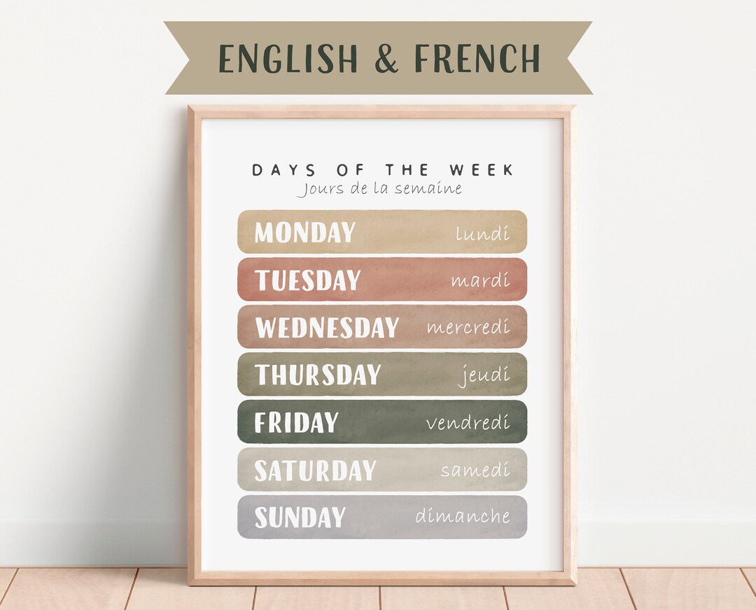 Bilingual French Educational Poster, Playroom Educational Poster ...