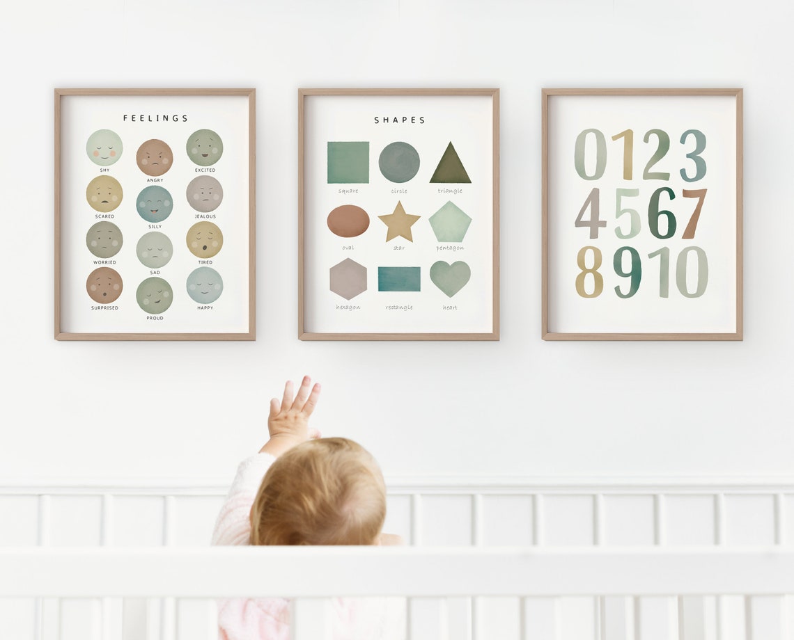 Earth Tones Set of 6 Nursery Posters, Neutral Kids Room Decor, Toddler ...