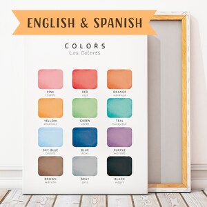 Bilingual Colors Spanish English Educational Poster, Playroom Poster ...