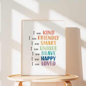 Kids Positive Affirmation Wall Art, Daily Affirmations Poster, Positive ...