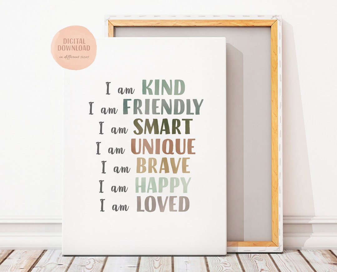 Positive Affirmation Wall Art, Daily Affirmations Poster, Playroom ...