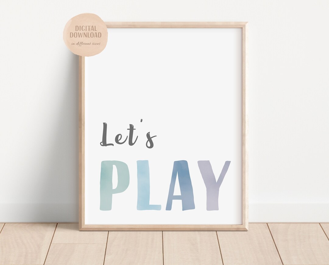 Lets Play Sign, Rainbow Nursery Wall Art, Playroom Sign, Kids Room ...