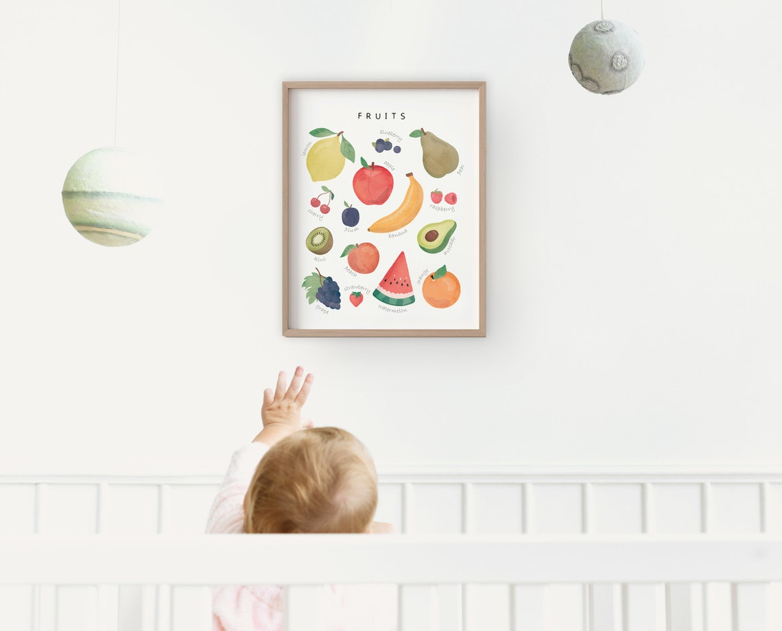 Fruits Educational Print Classroom Decor Watercolour Fruits - Etsy