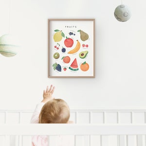 Fruits Educational Print, Classroom Decor, Watercolour Fruits Poster ...