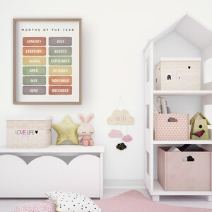 Months of the Year Poster, Playroom Educational Poster, Rainbow Nursery ...