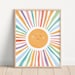 Watercolor Sun Poster, Sun Playroom Decor, Watercolour Nursery Prints ...