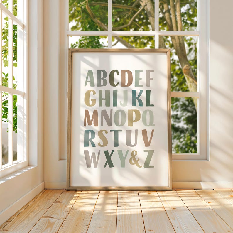 Earth Tones Alphabet and Numbers, Neutral Nursery Wall Decor, Earth ...