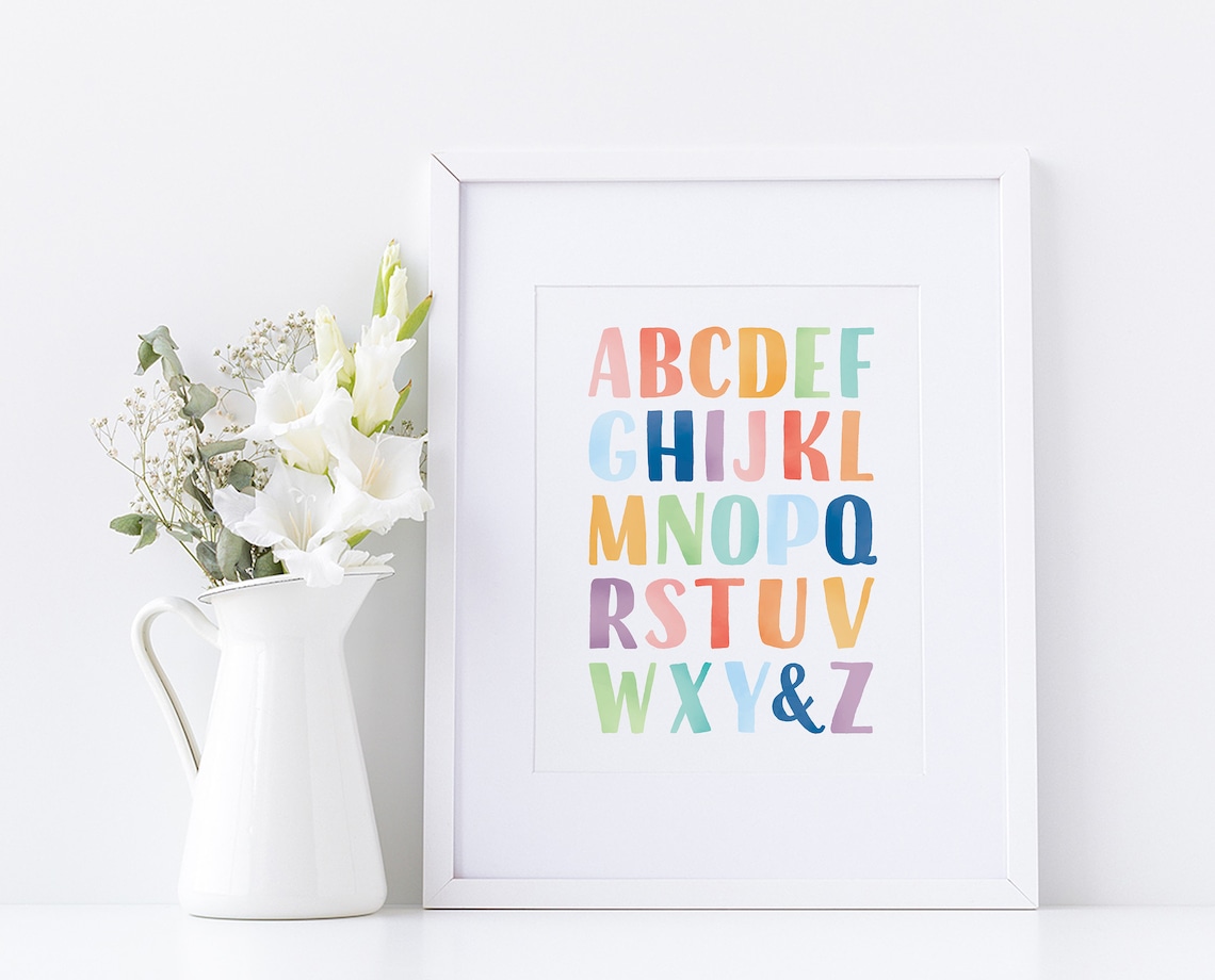 Rainbow Alphabet Poster ABC Print Nursery Alphabet Printable - Etsy