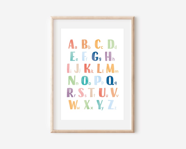 Rainbow Alphabet Print, ABC Poster, Nursery Alphabet Printable Wall Art ...