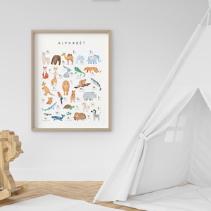 Animal Alphabet Print, ABC Poster, Watercolour Alphabet, Playroom Decor ...