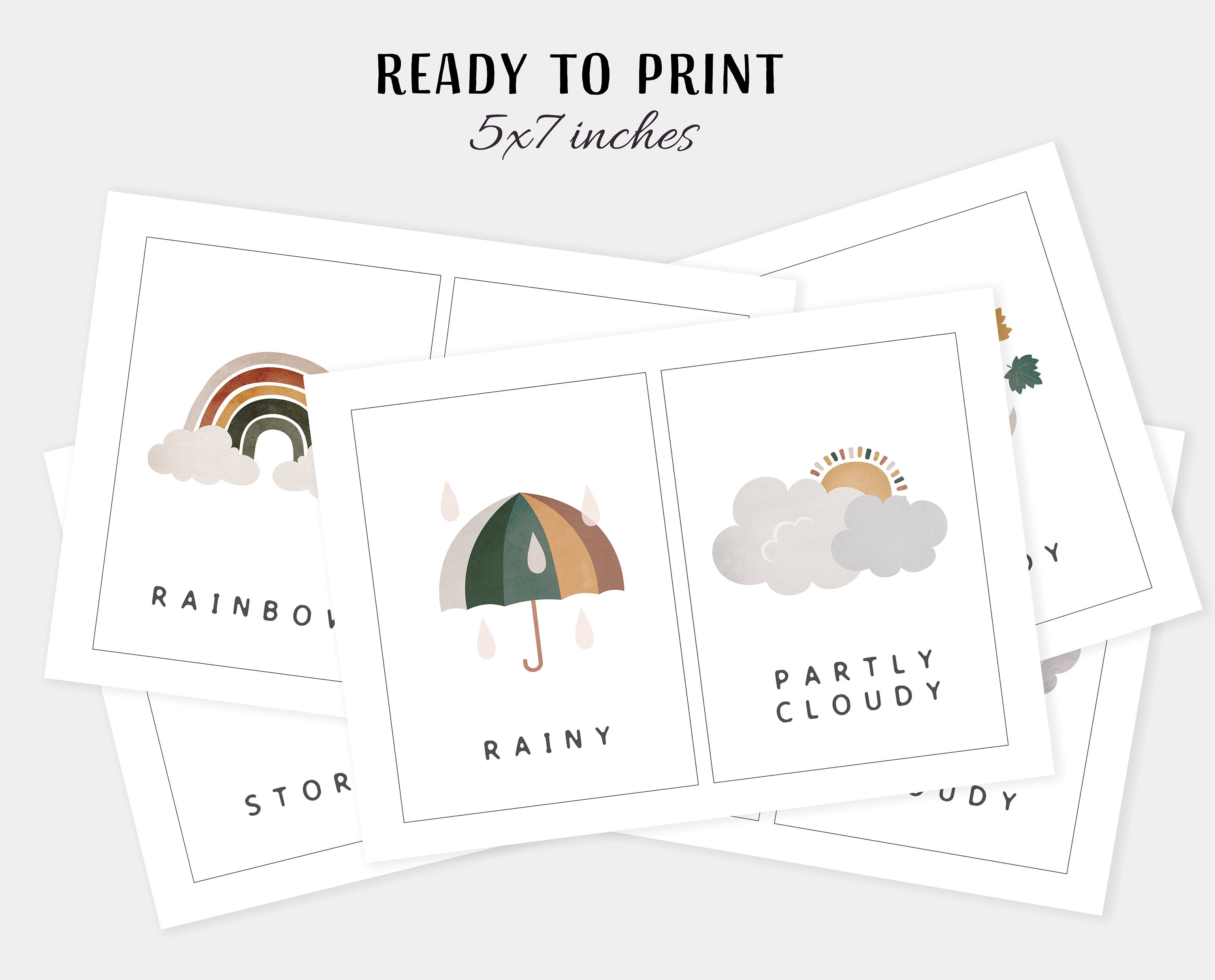 16 Weather Cards | Montessori Flashcards | Pre-school Cards ...