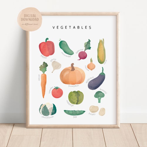Fruits Educational Print Classroom Decor Watercolour Fruits - Etsy