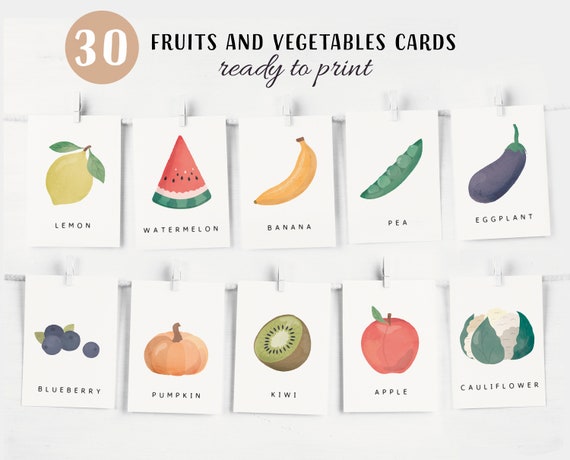 30 Fruits and Vegetables Cards Montessori Flashcards - Etsy