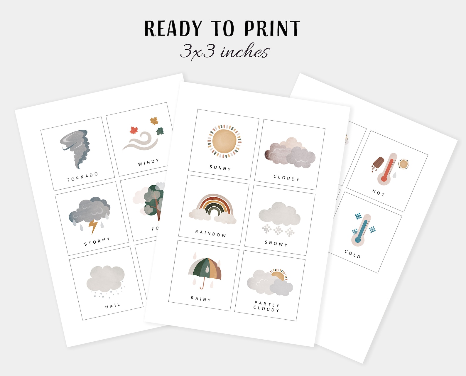 16 Weather Cards Montessori Flashcards Pre-school Cards - Etsy