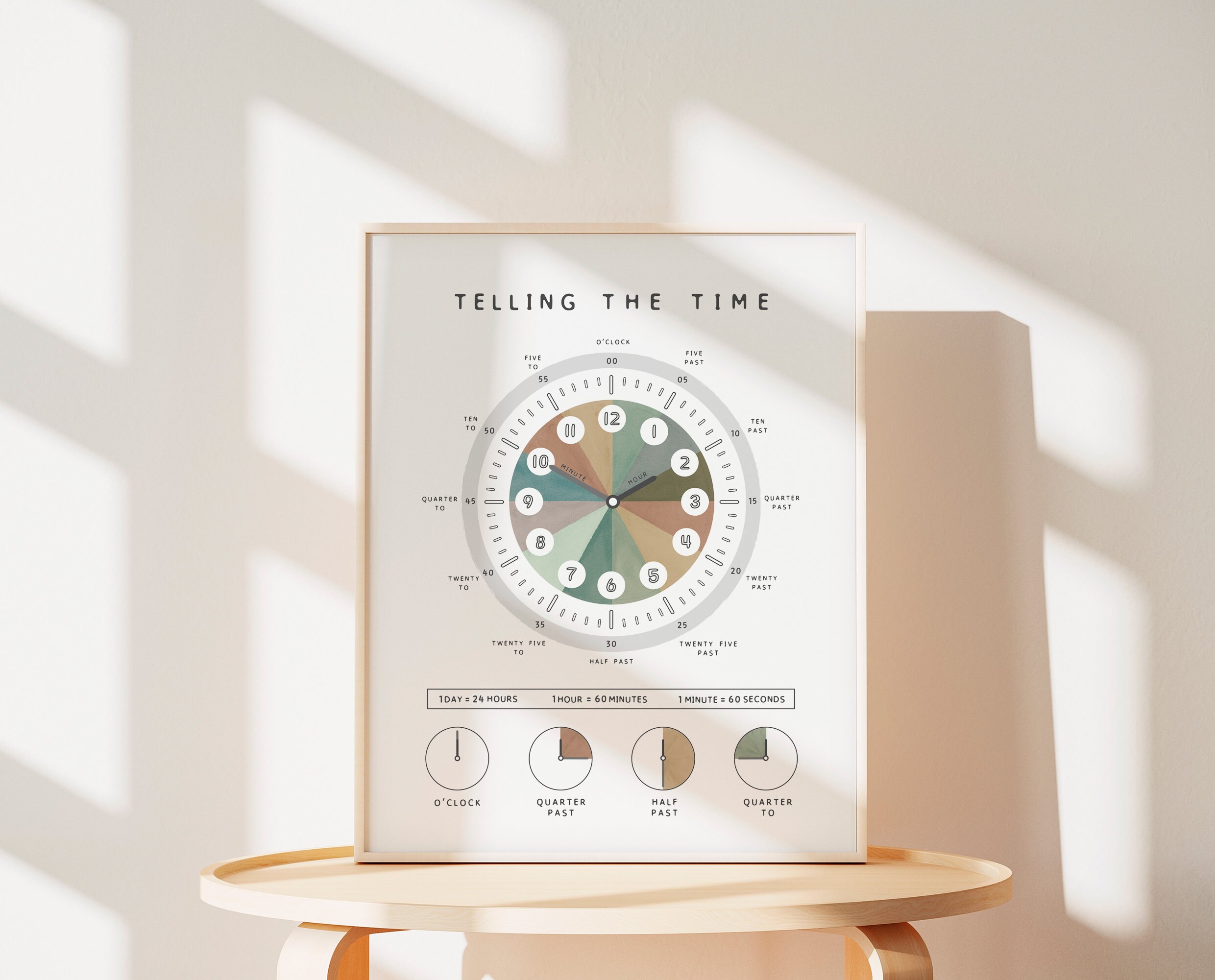 Telling the Time Poster Time Printables Neutral Playroom - Etsy