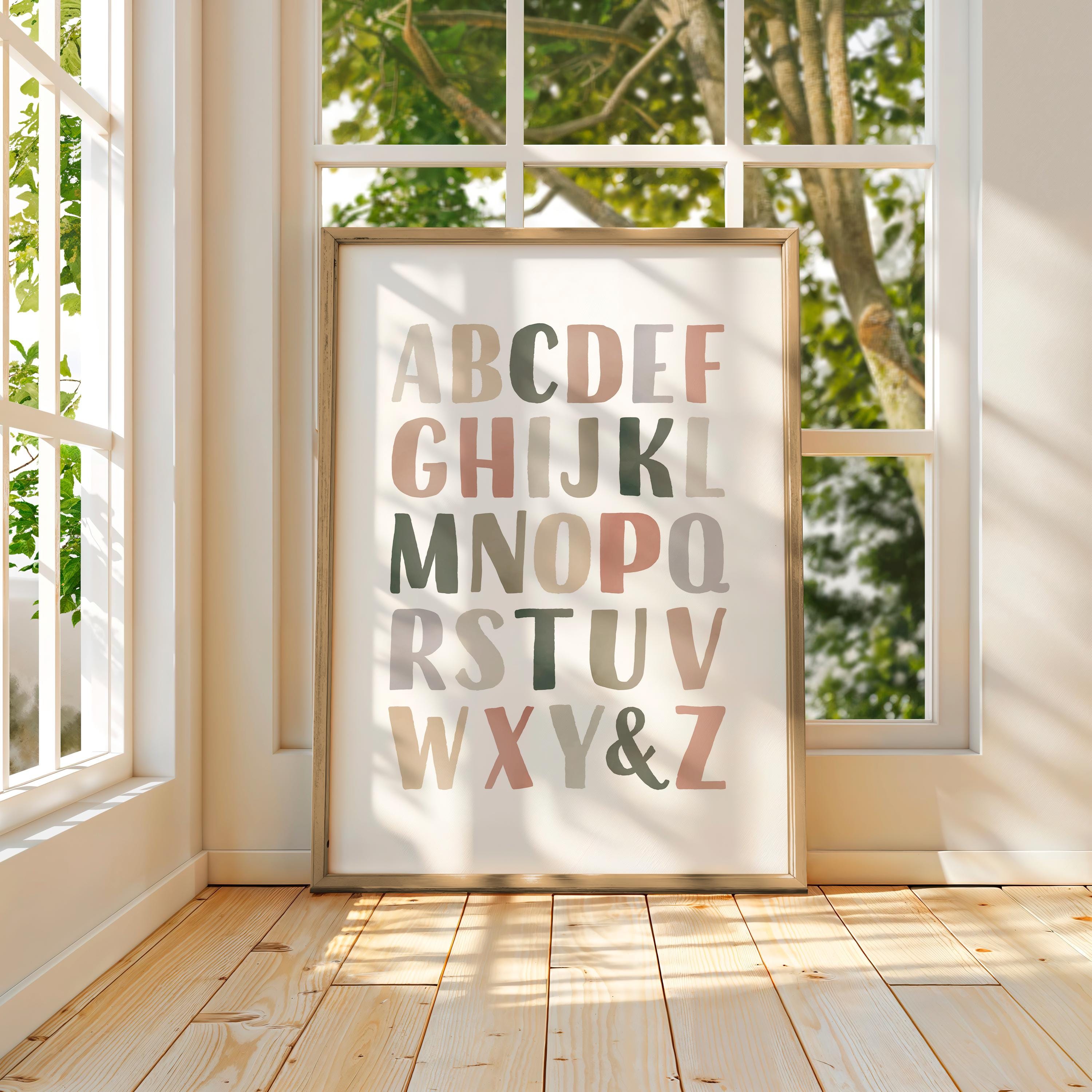 Watercolor Alphabet and Numbers Print: Neutral Nursery Decor (digital ...
