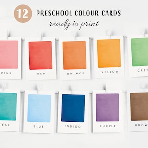 12 Color Cards Montessori Flashcards Pre-school Cards - Etsy