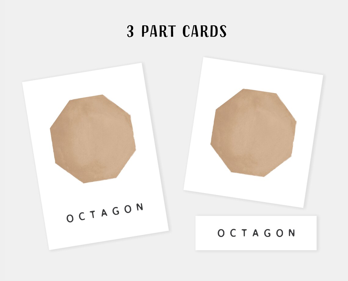 12 Shapes Flash Cards Neutral Preschool Cards Homeschool - Etsy