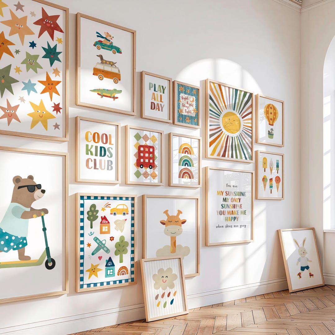 30 Kids Room Prints Bundle | Rainbow Nursery Wall Art | Playroom ...