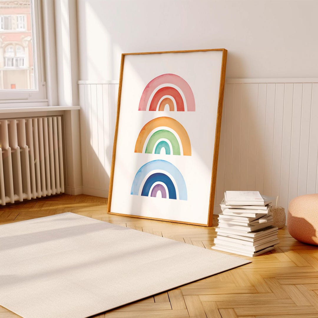 Nursery Rainbow Poster, Playroom Rainbows Print, Rainbow Nursery Wall ...