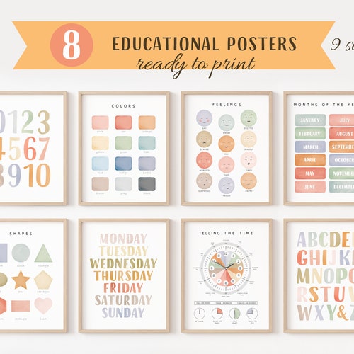 Set of 6 Educational Wall Art Classroom Posters Homeschool - Etsy