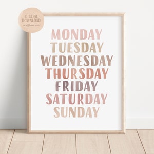 Educational Printables, Montessori Poster, Neutral Days of the Week ...
