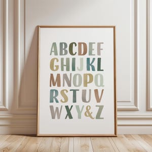 Earth Tones Alphabet and Numbers, Neutral Nursery Wall Decor, Earth ...