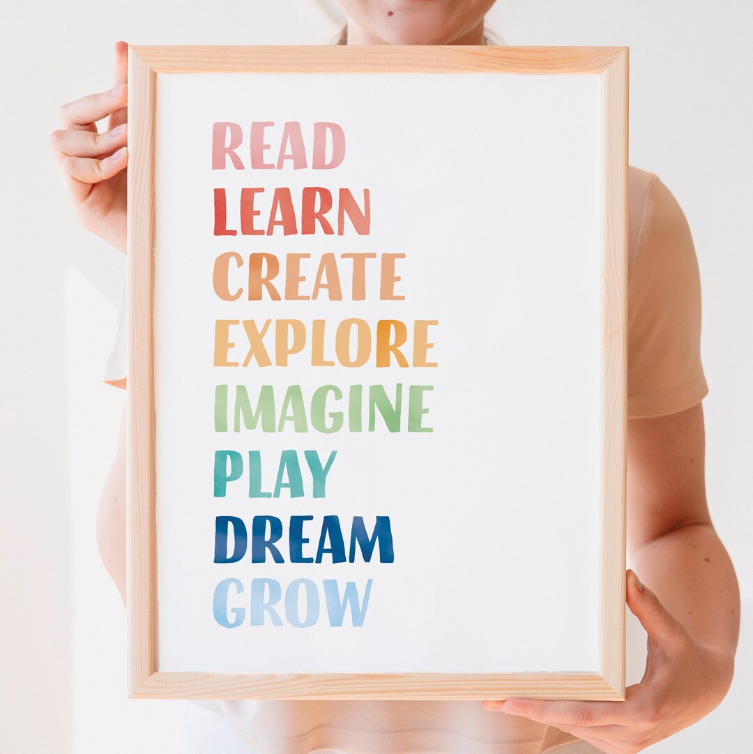 Nursery Wall Decor, Read Learn Create Explore, Playroom Poster ...