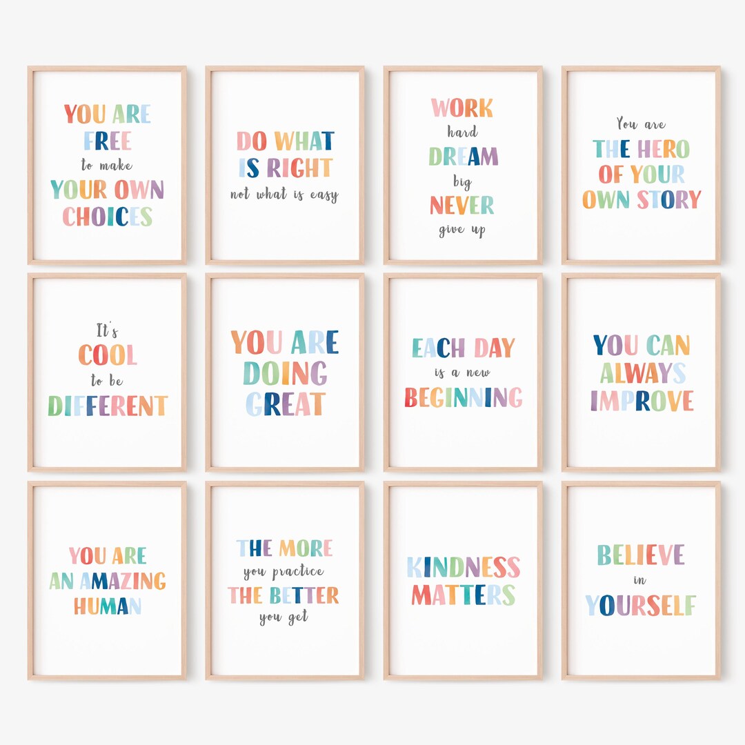 Set of 12 Positive Posters, Classroom Decor Bundle, Daily Affirmation ...