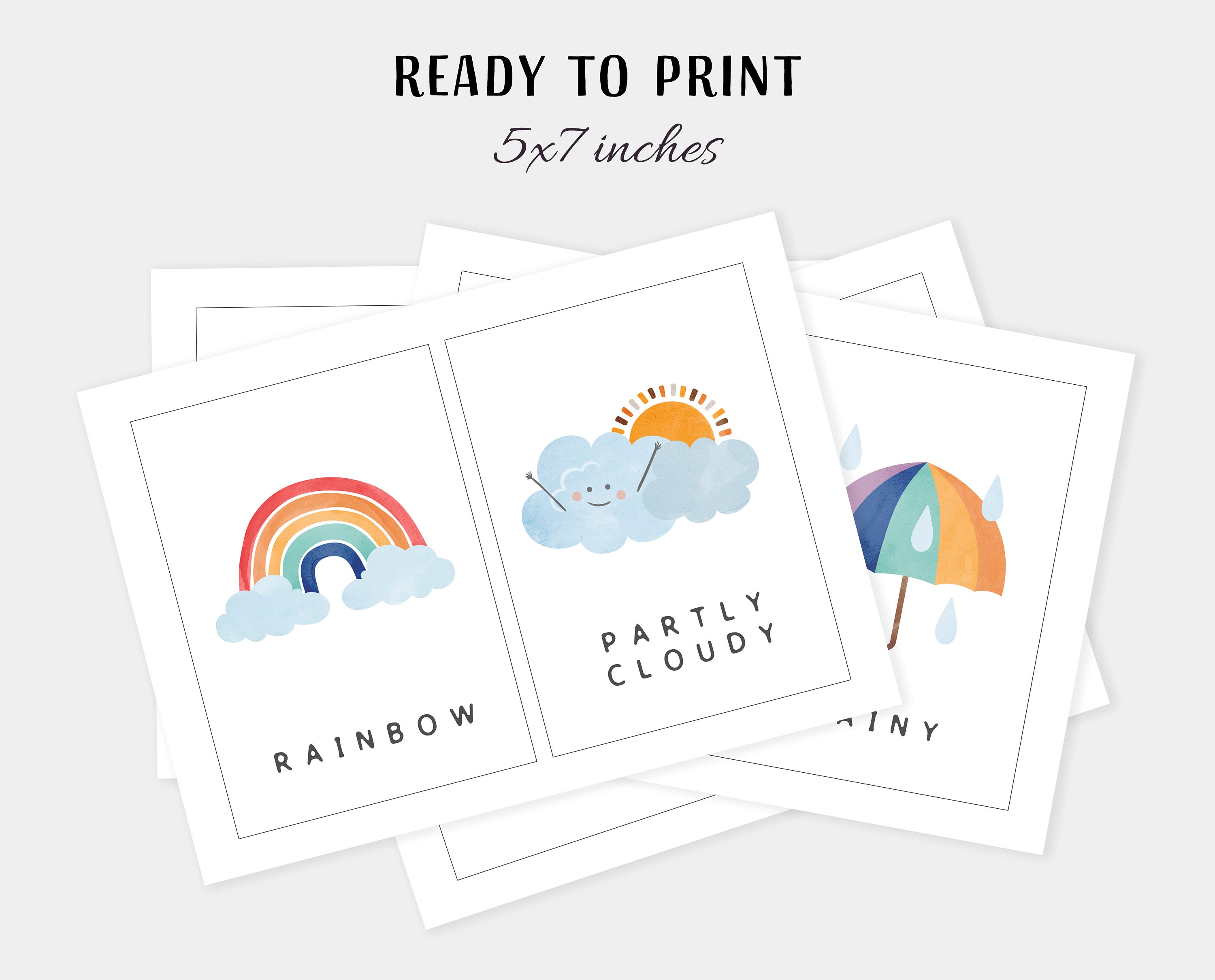 16 Weather Cards Montessori Flashcards Pre-school Cards - Etsy